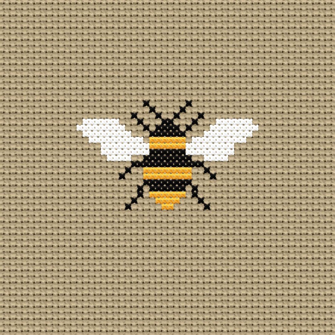 Easy Bee Cross Stitch Pattern PDF, Cute Mini Bumblebee Embroidery for ...