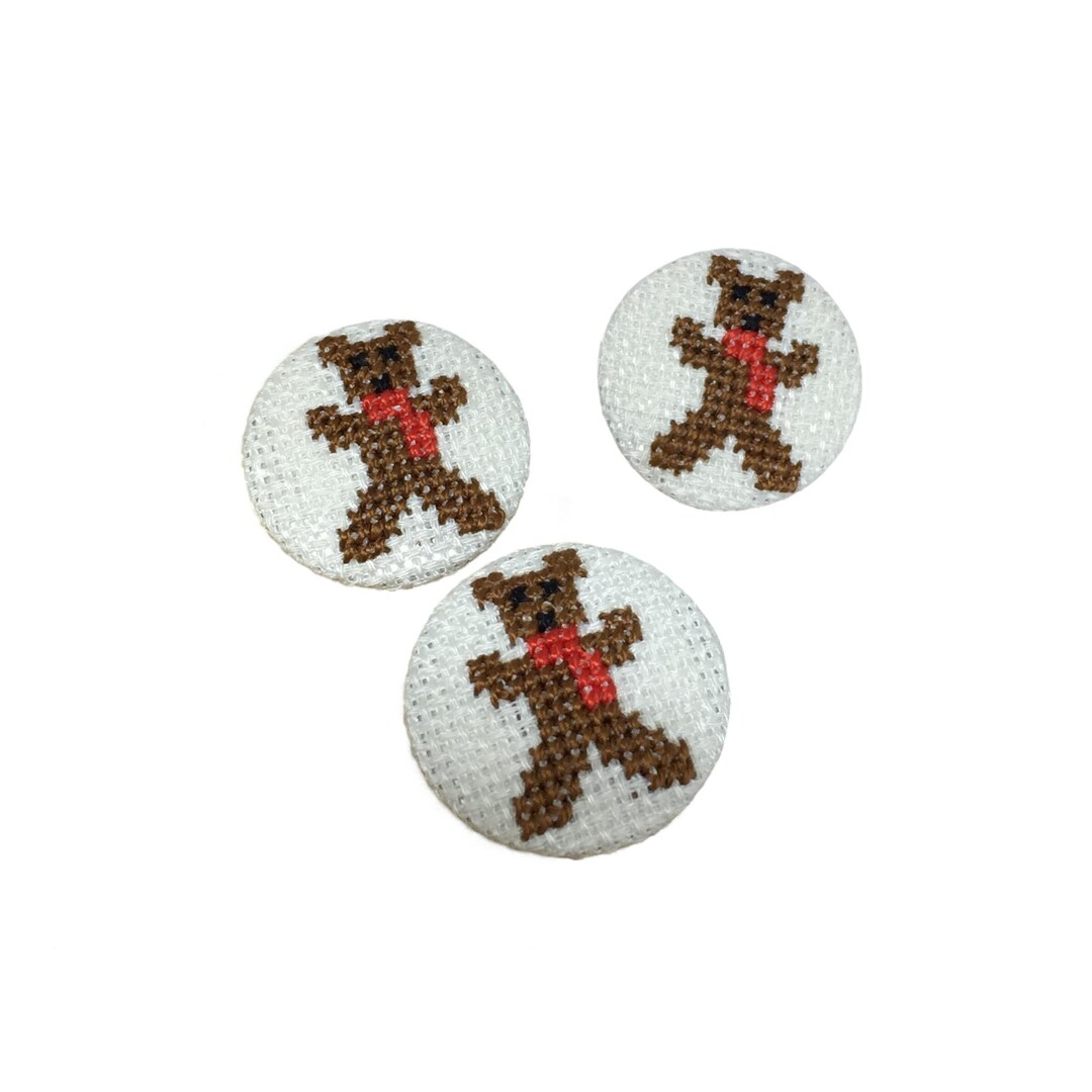 Teddy Button Set of 3, Large Cross Stitch Buttons for Craft Projects ...