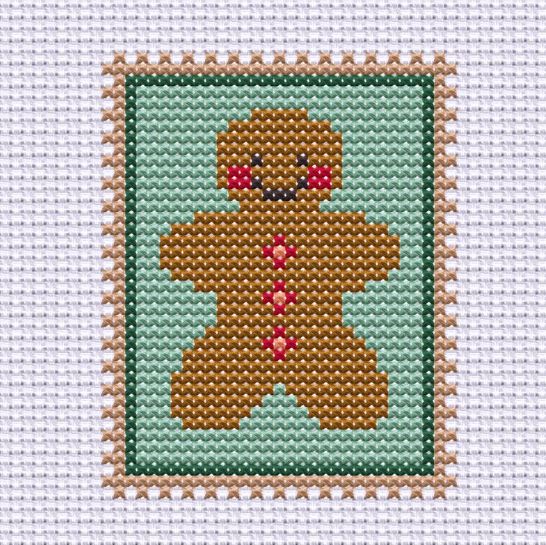 Gingerbread Man Cross Stitch Pattern, Small Christmas Stamp, Simple ...