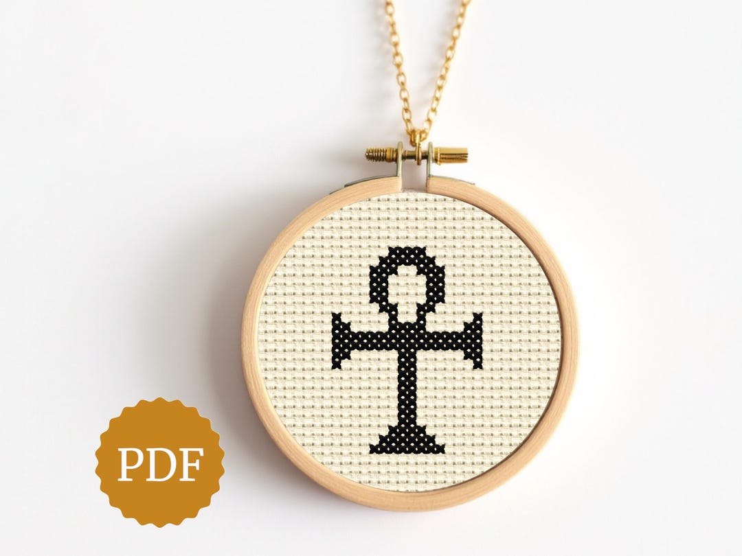 Ankh Cross Stitch Pattern, Ancient Egyptian Symbol Embroidery ...