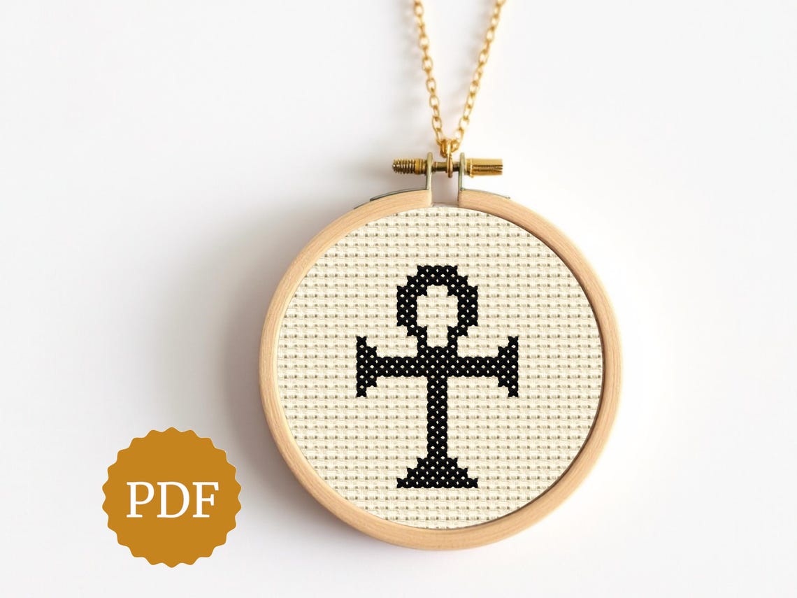 Ankh Cross Stitch Pattern, Ancient Egyptian Symbol Embroidery ...