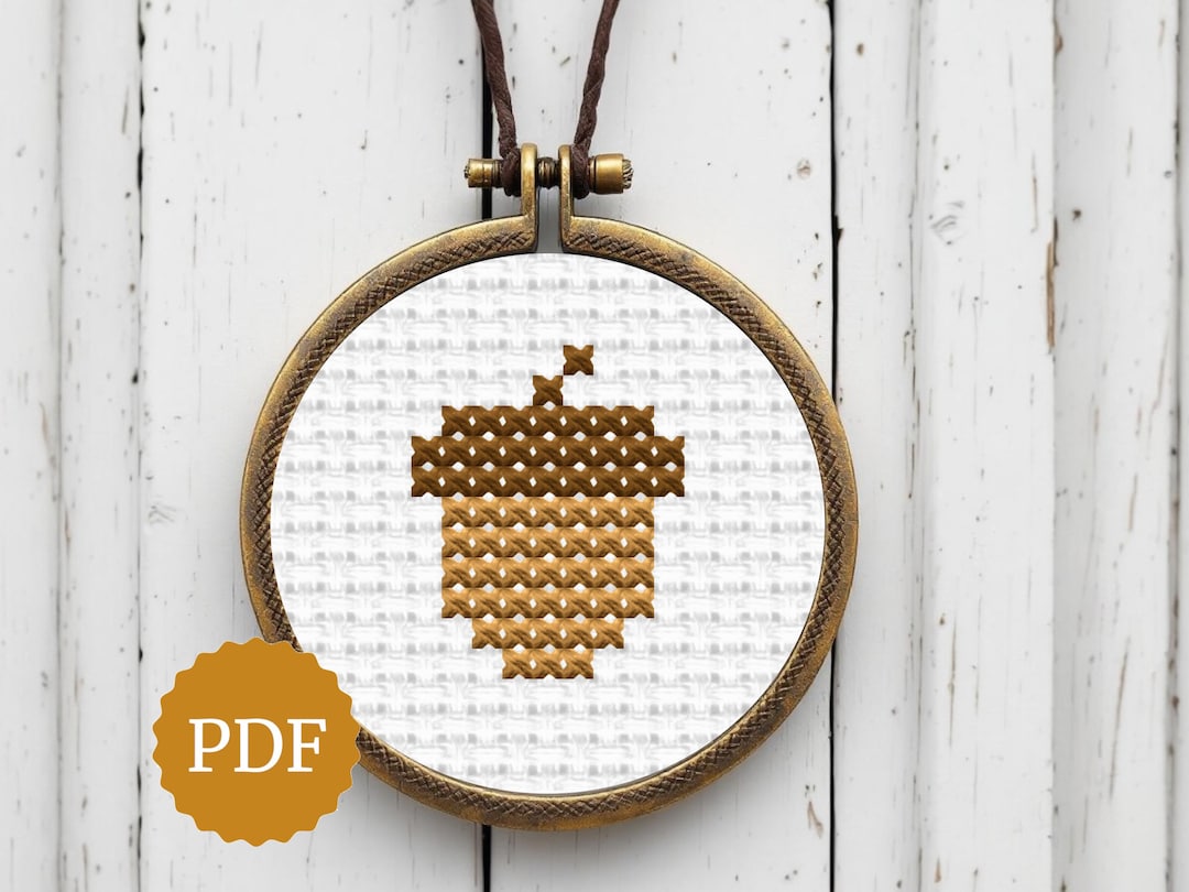 Tiny Acorn Cross Stitch Pattern, Fall Mini Stitch Design for Autumn ...