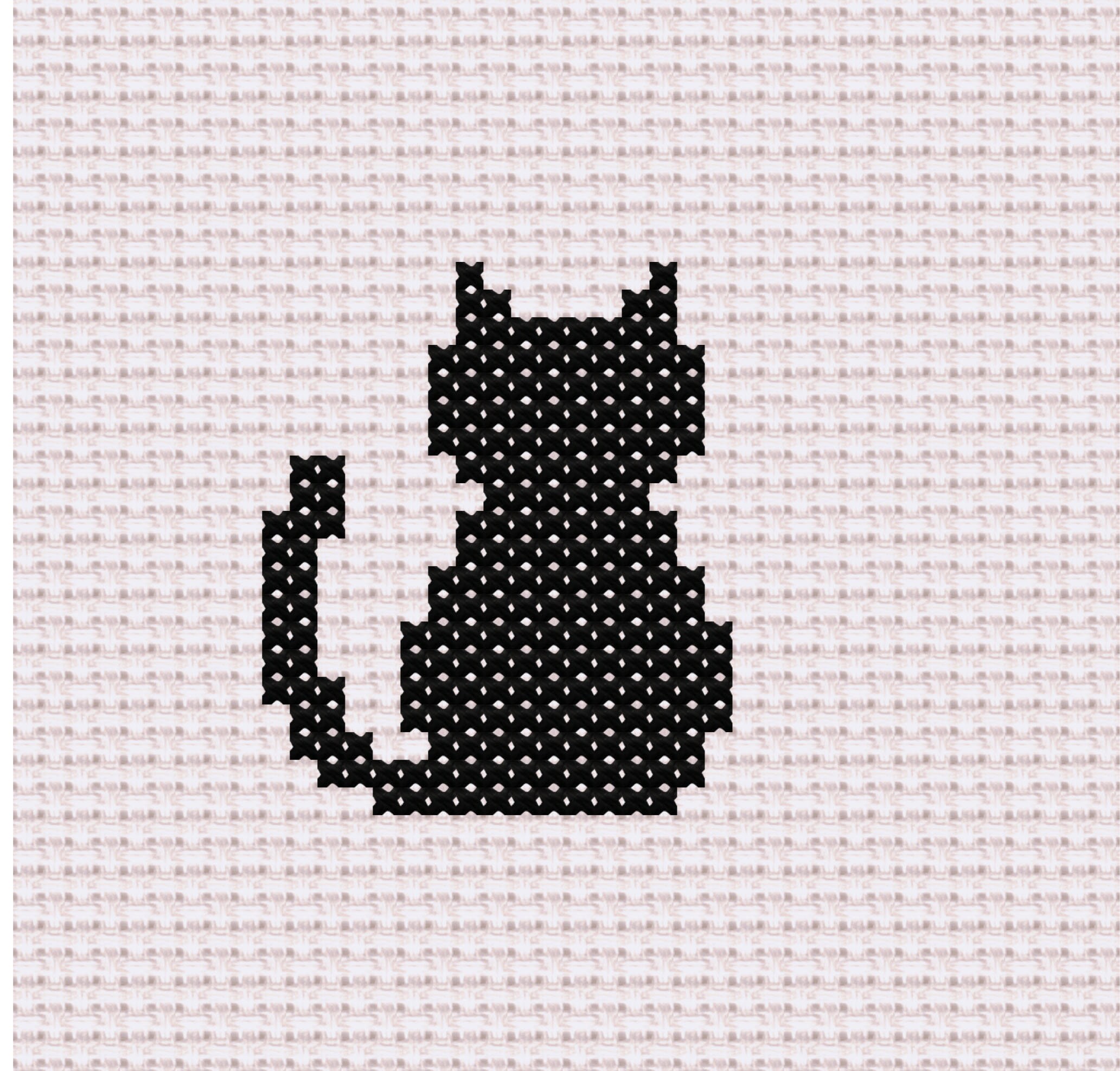 Black Cat Easy Cross Stitch Chart, Cat Silhouette Pattern PDF, Instant ...