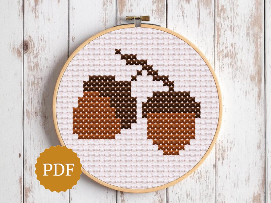 Cross Stitch Acorn Pattern, Easy for Beginners, Mini Hand Embroidery ...