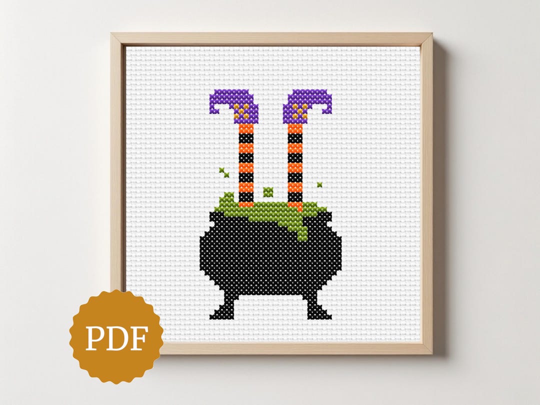 Witch Cauldron Cross Stitch Pattern, DIY Halloween Decor, Funny ...