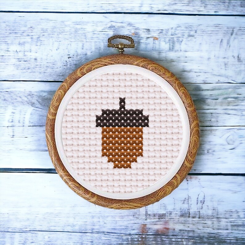 Cross Stitch Acorn Pattern, Easy for Beginners, Counted Cross Stitch ...