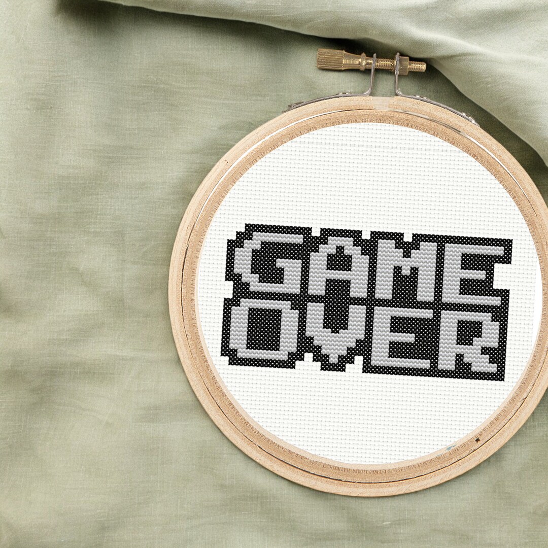 Game Over Cross Stitch Pattern Chart, Retro Gaming Wall Art, Gamer ...