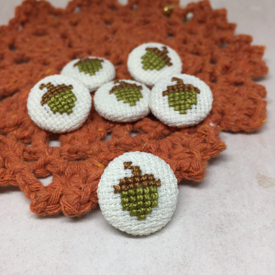 Cross Stitch Acorn Buttons for Autumnal Decorations Set of 6 - Etsy