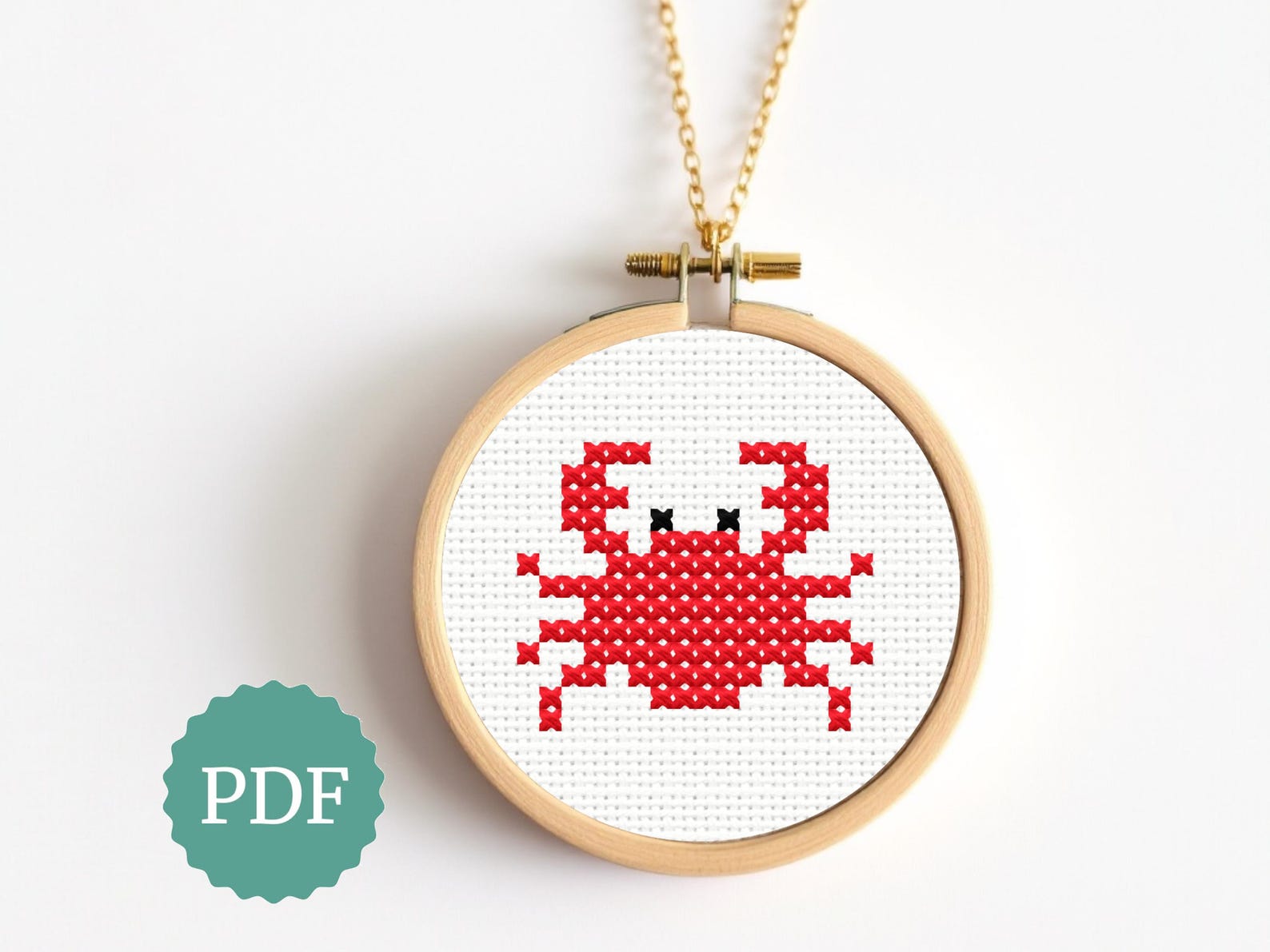 Coral Crab Cross Stitch Pattern, Nautical Summer Embroidery, Beachy ...
