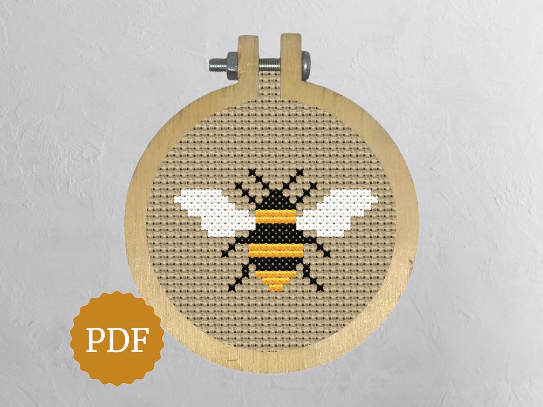Easy Bee Cross Stitch Pattern PDF, Cute Mini Bumblebee Embroidery for ...