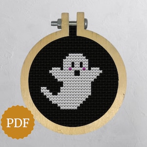 Little Ghost Cross Stitch Pattern, Funny Halloween Decor, Small Spooky ...