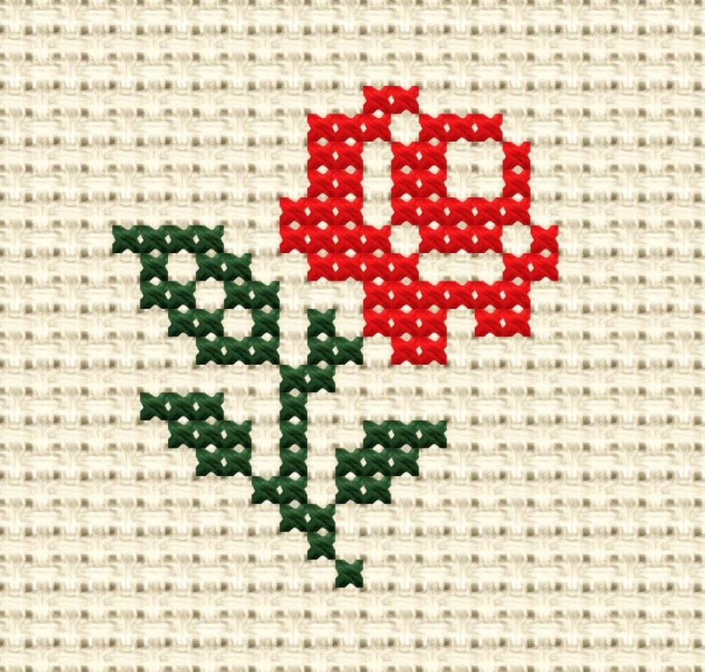 Mini Rose, Easy Cross Stitch Pattern, Instant Download PDF, Embroidery ...