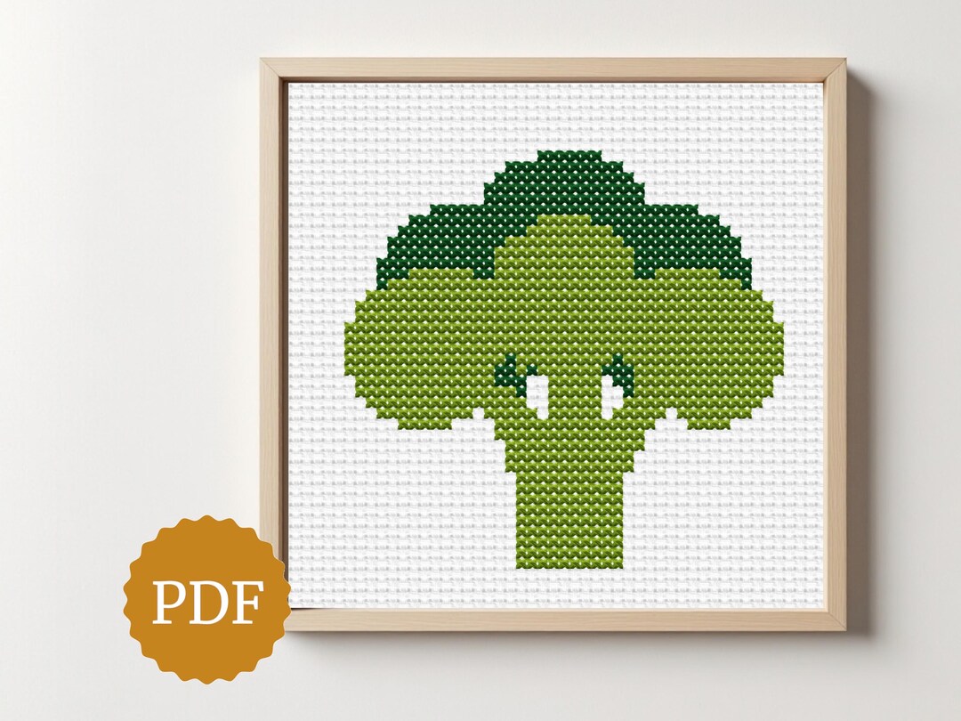 Broccoli Cross Stitch Pattern, Mini Vegetable Embroidery Hoop Art ...