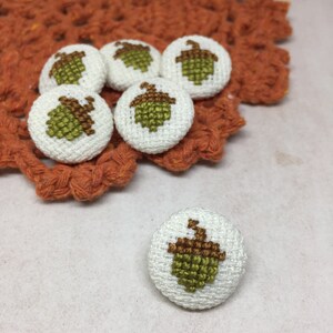 Cross Stitch Acorn Buttons for Autumnal Decorations, Set of 6, Autumn ...