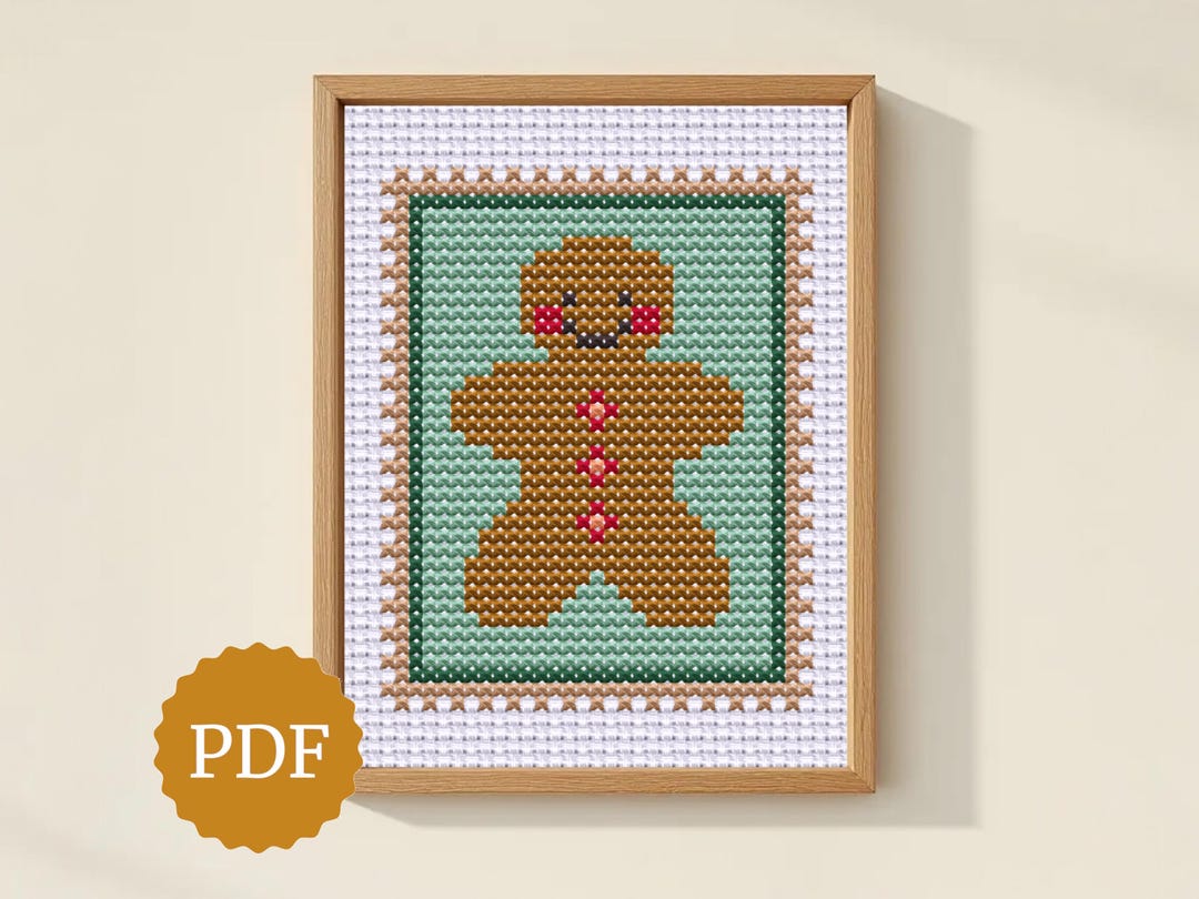 Gingerbread Man Cross Stitch Pattern, Small Christmas Stamp, Simple ...