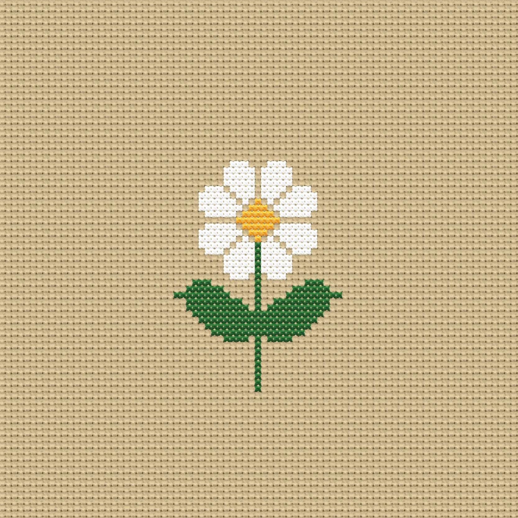 Margarita Flower, Easy Daisy Cross Stitch Pattern, PDF Chart for ...