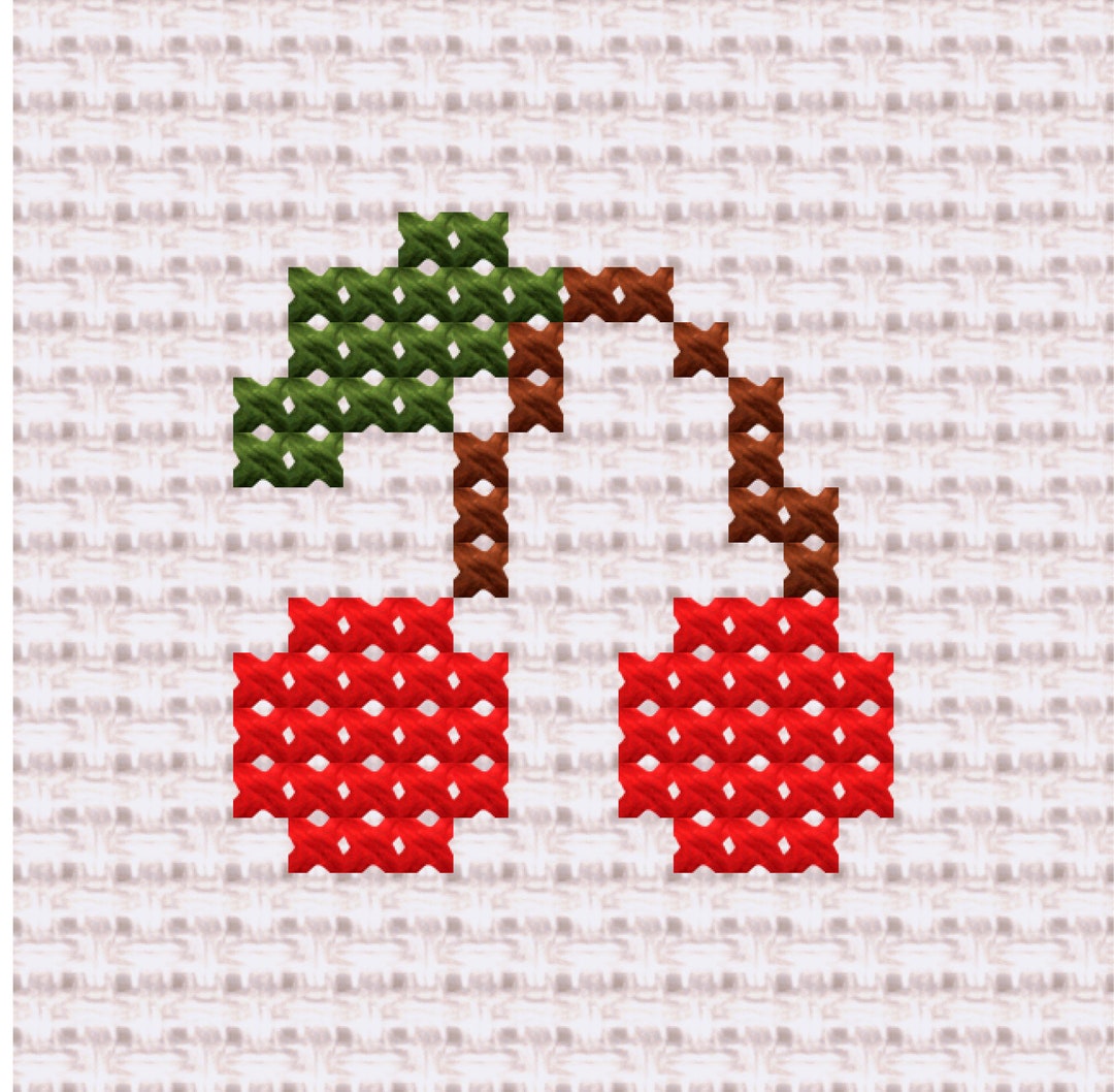 Retro Cherry Cross Stitch Pattern, Simple Pattern for Kids, Beginner ...