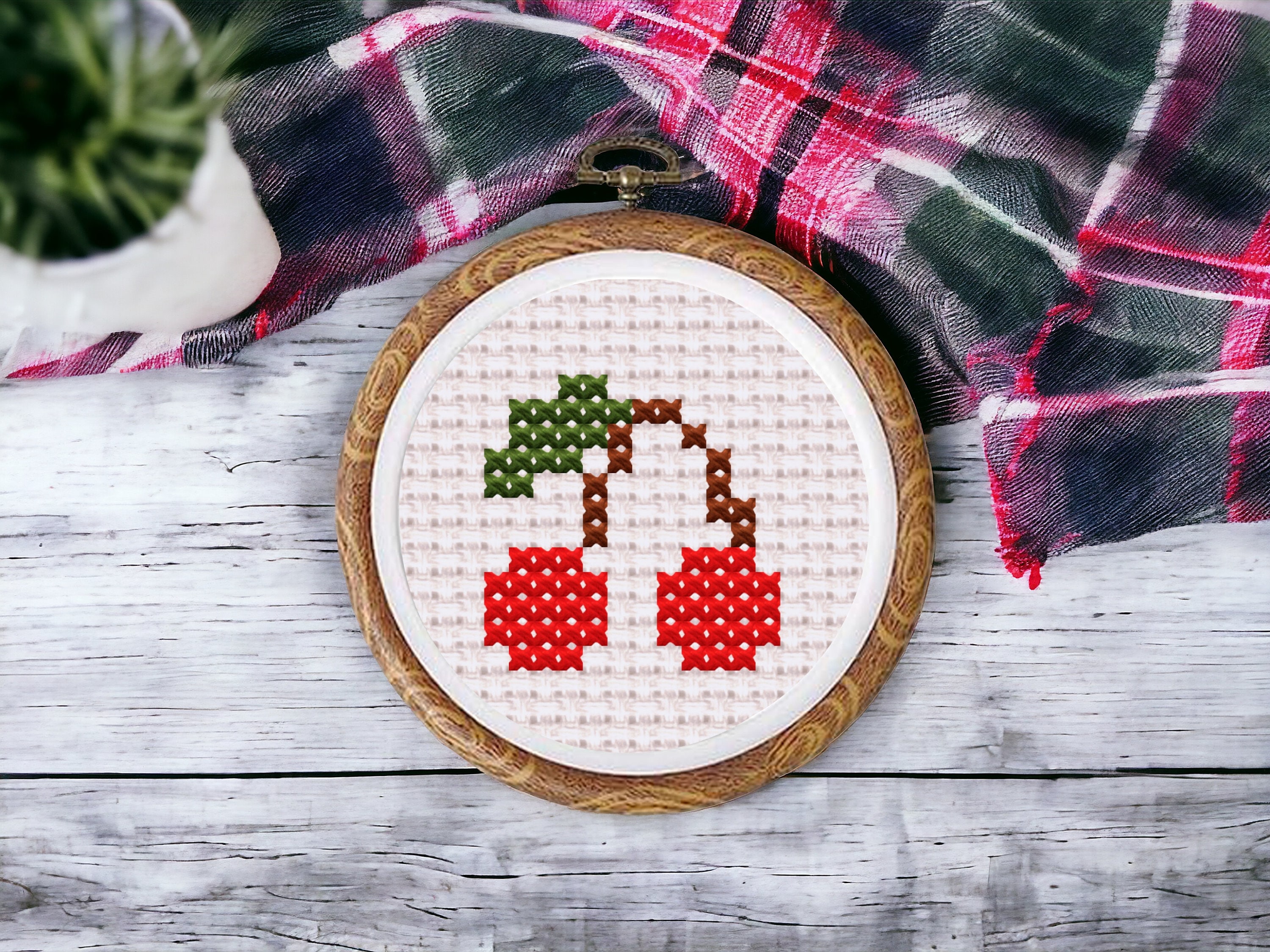 Retro Cherry Cross Stitch Pattern, Simple Pattern for Kids, Beginner ...