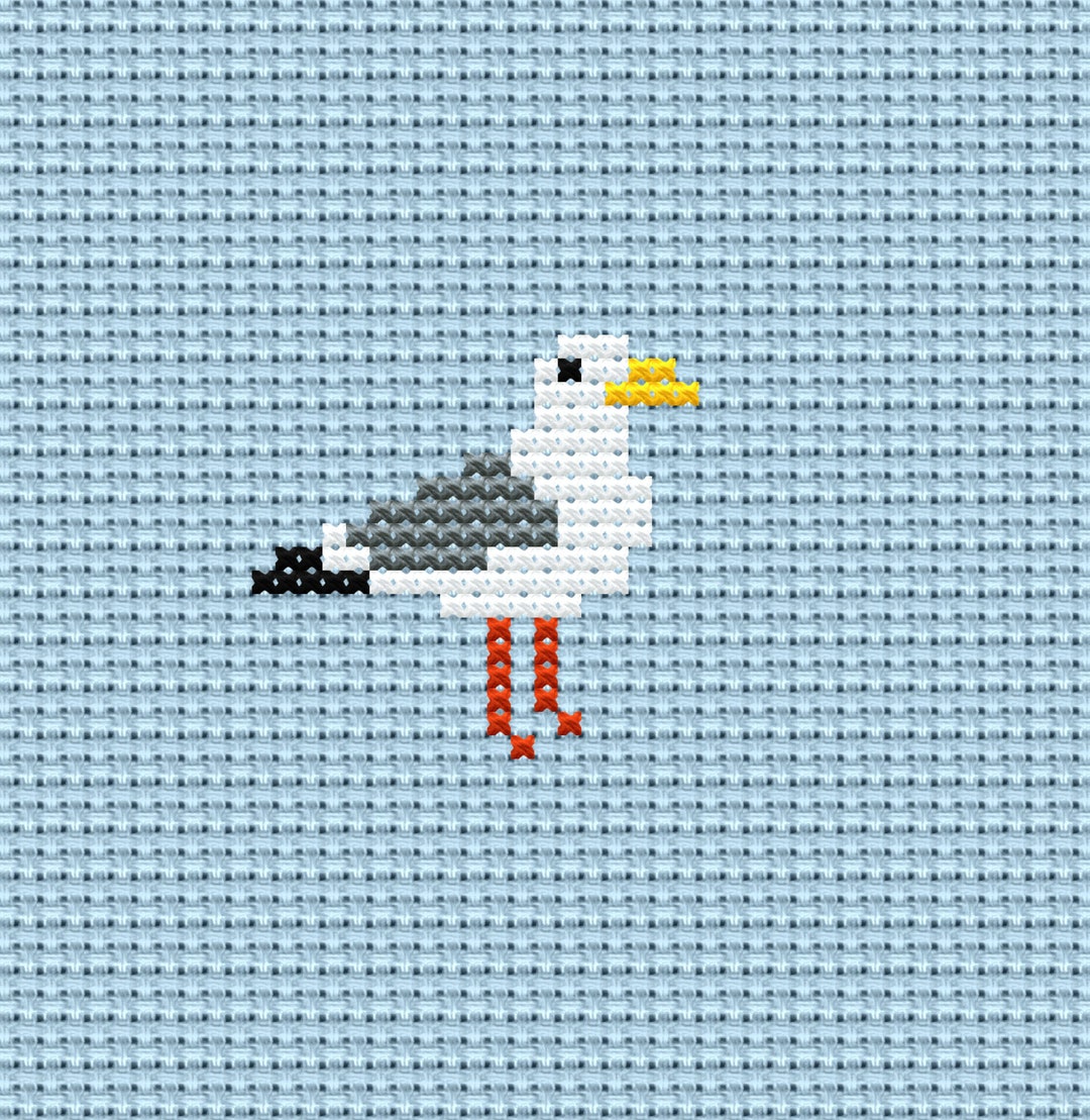 Mini Seagull, Tiny Cross Stitch Pattern, Nautical Embroidery for Marine ...