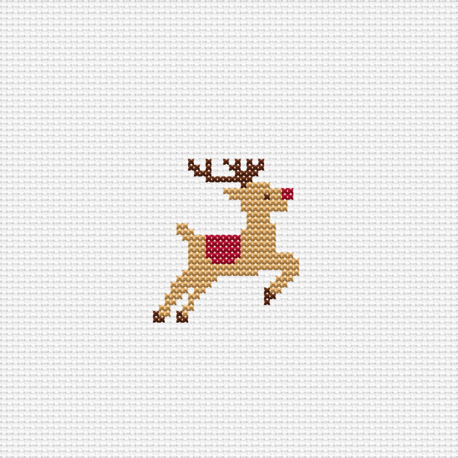 Reindeer Cross Stitch Pattern, Mini Rudolph Chart, Christmas Ornament ...