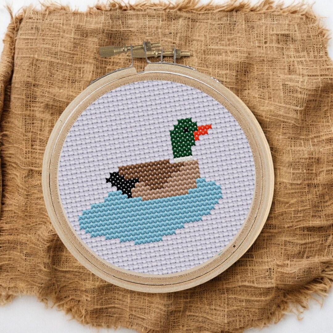Green Head Duck, Counted Cross Stitch Mallard Duck, Miniature Pattern ...