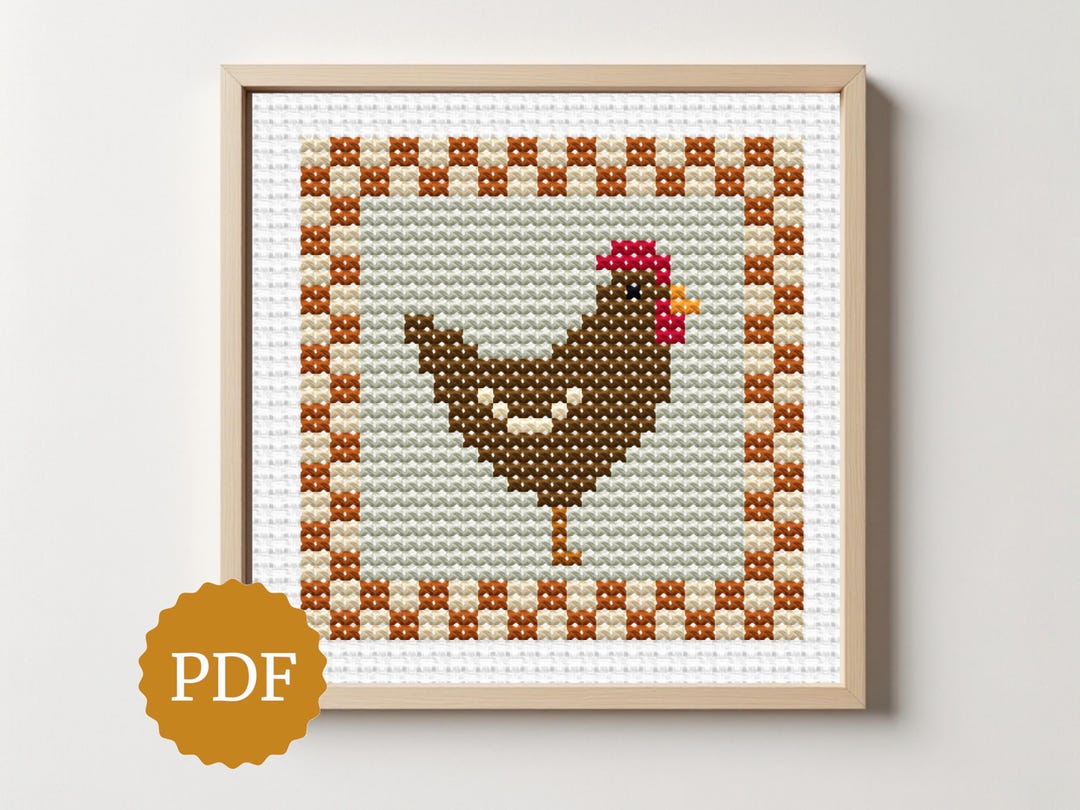 Farmhouse Chicken Cross Stitch Pattern, Country Kitchen Decor ...