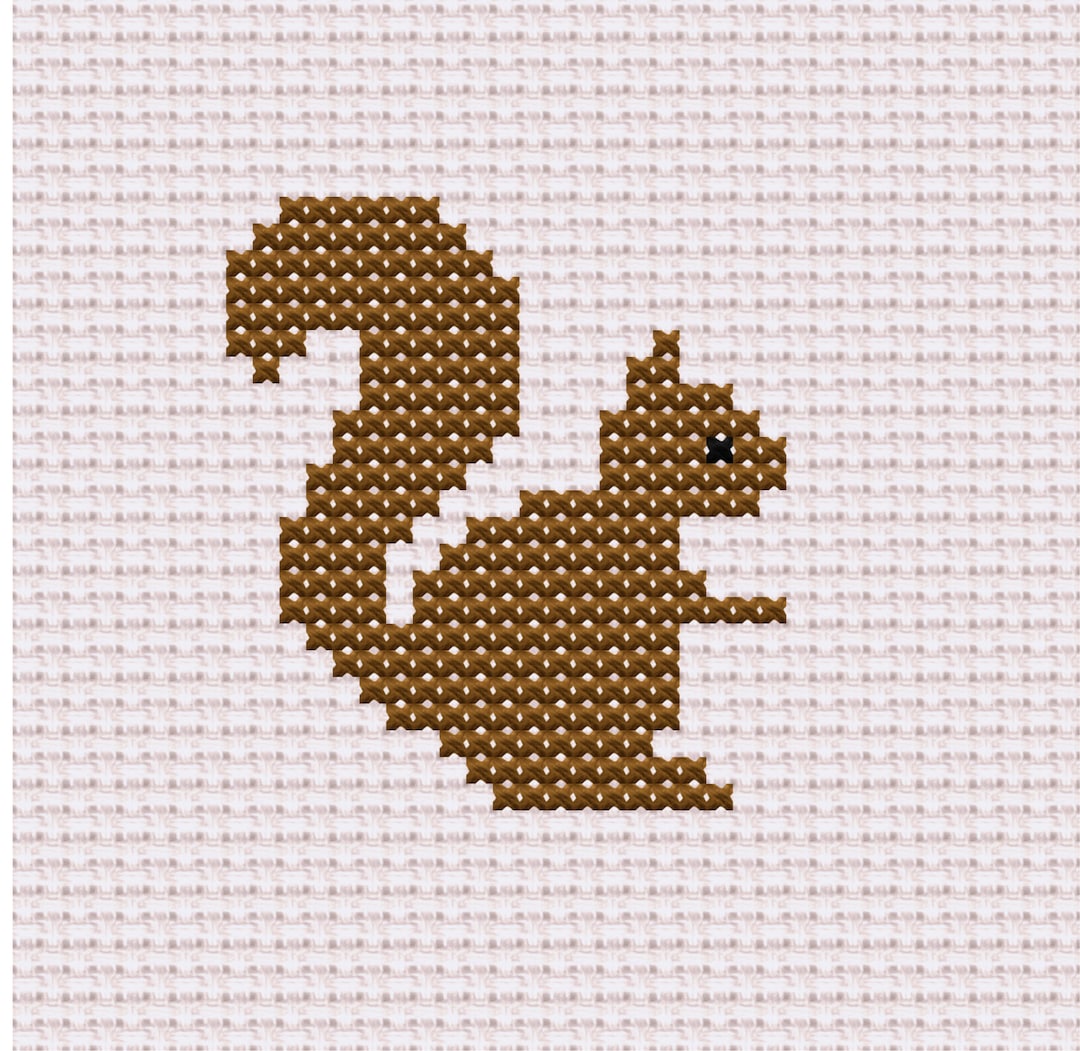 Squirrel Counted Cross Stitch Pattern, Cute Woodland Animal Embroidery ...