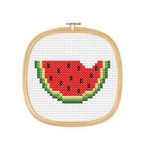 Watermelon Cross Stitch Pattern, Easy for Beginners, Karpouzi, Summer ...