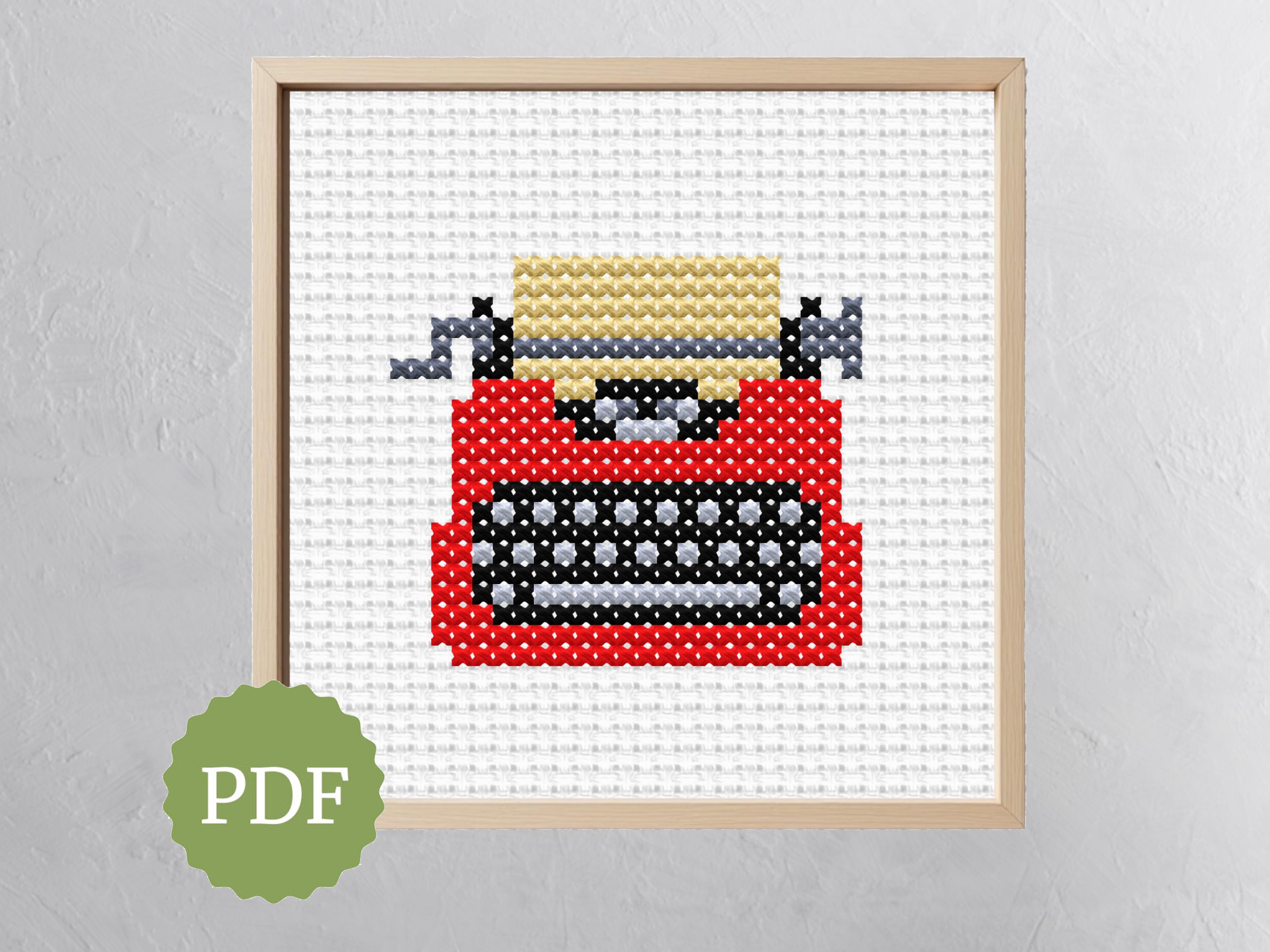 Retro Typewriter Cross Stitch Pattern, Vintage Office Decor, Easy for ...