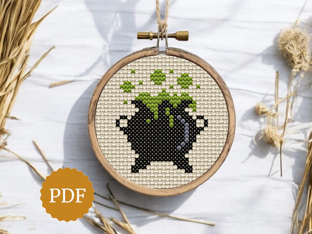 Poison Cauldron, Halloween Cross Stitch Pattern, Witchcraft & Wizardry ...