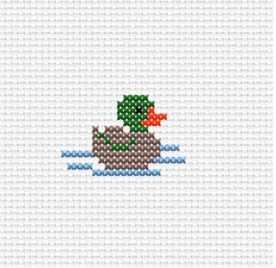 Mallard Rubber Duck, Cross Stitch Pattern, Mini Green Head Duck Motif ...