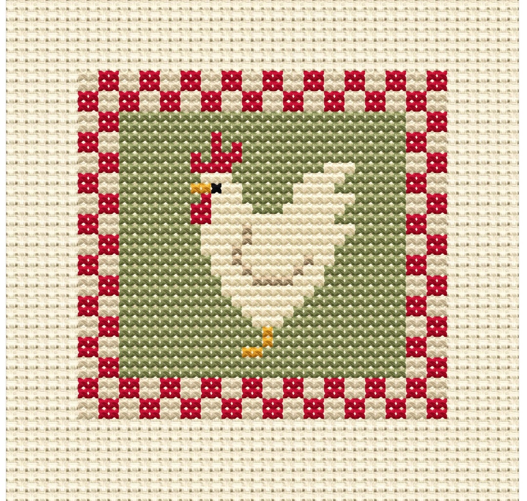 Chicken, Cross Stitch Pattern, Christmas Hen, Simple Stitching, Easy ...