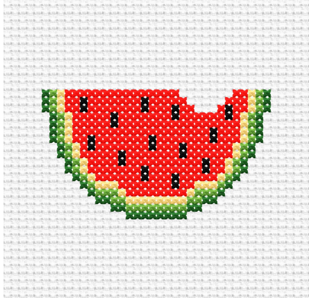 Watermelon Cross Stitch Pattern, Easy for Beginners, Karpouzi, Summer Holiday Gift for Greek ...