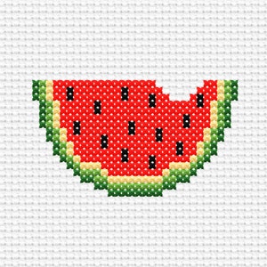 Watermelon Cross Stitch Pattern, Easy for Beginners, Karpouzi, Summer ...