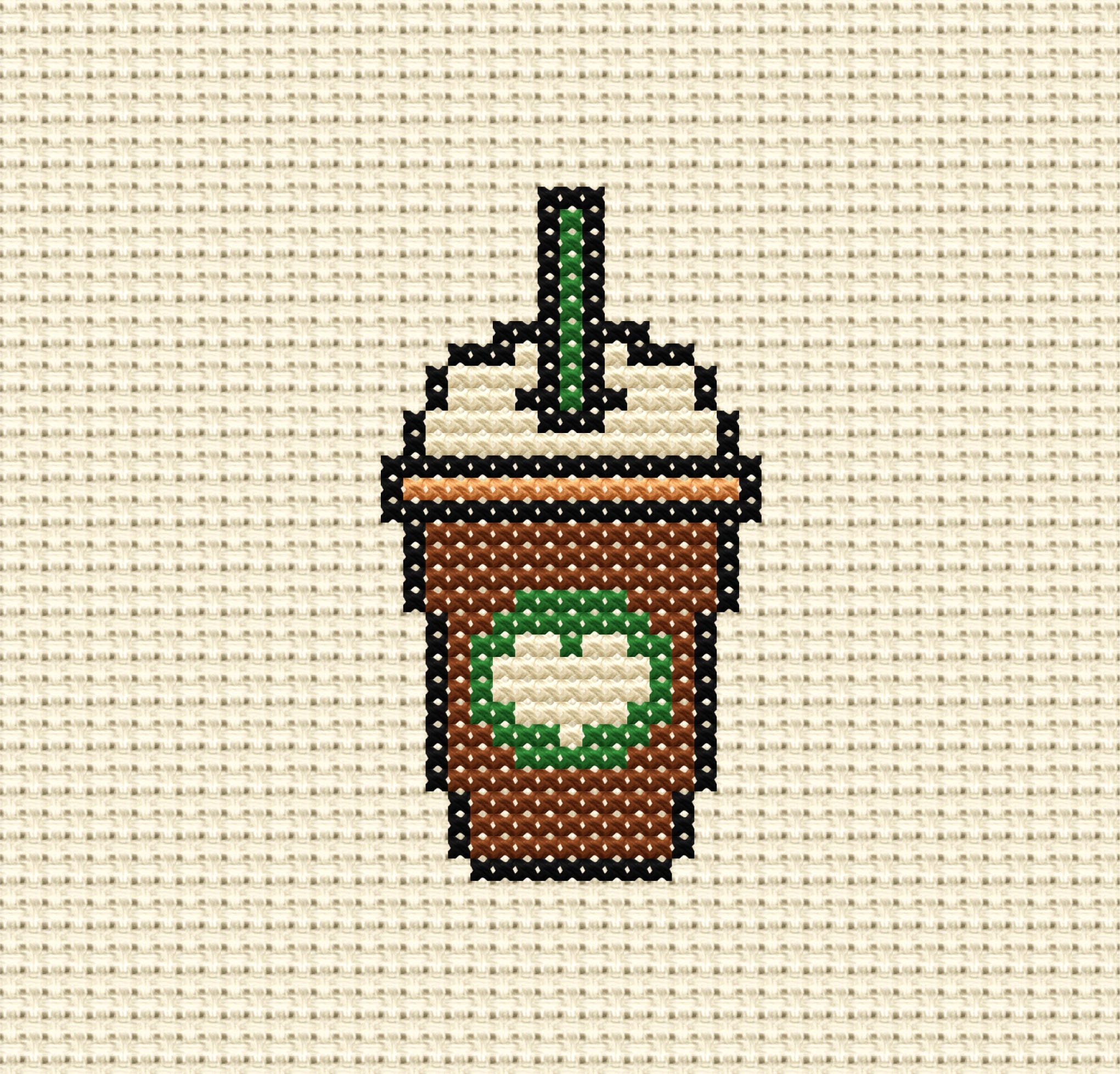 Iced Coffee, Tiny Frappe Embroidery, Digital Cross Stitch Pattern ...