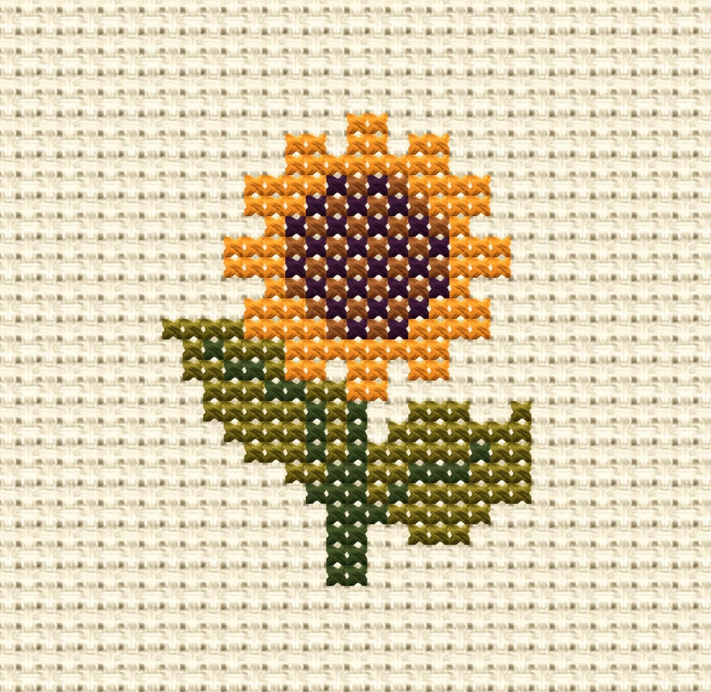 Sunflower, Modern Cross Stitch Pattern, Easy for Beginners, Rustic ...