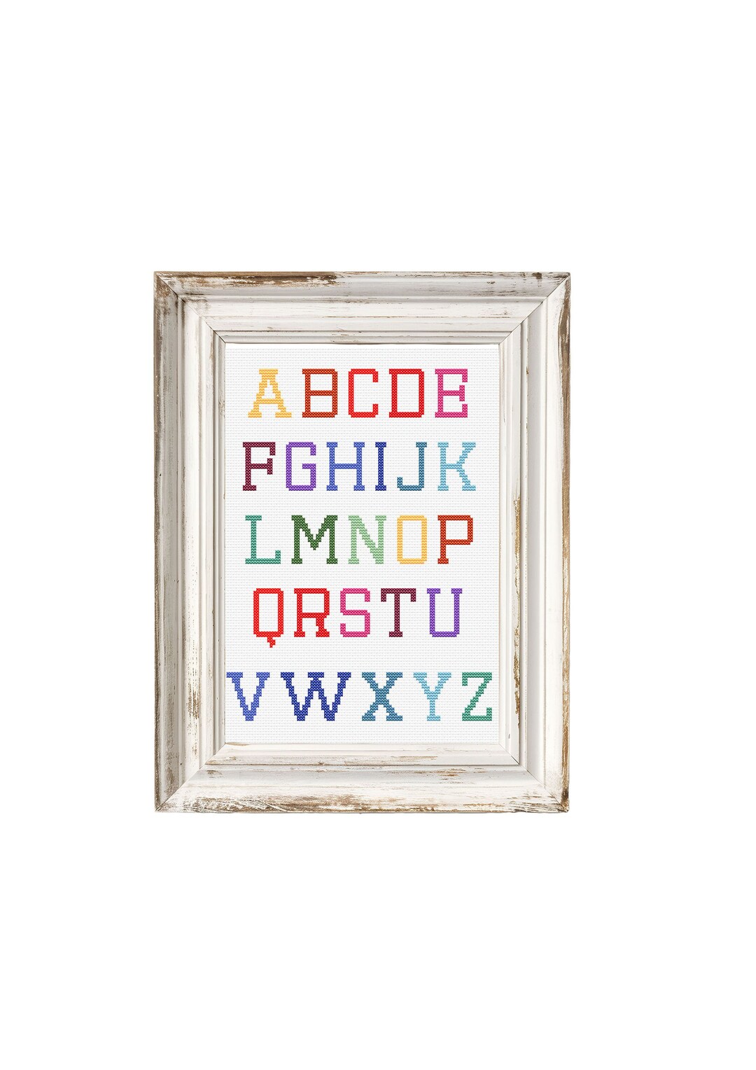Rainbow Alphabet, Cross Stitch Poster Pattern, Educational Wall Art ...