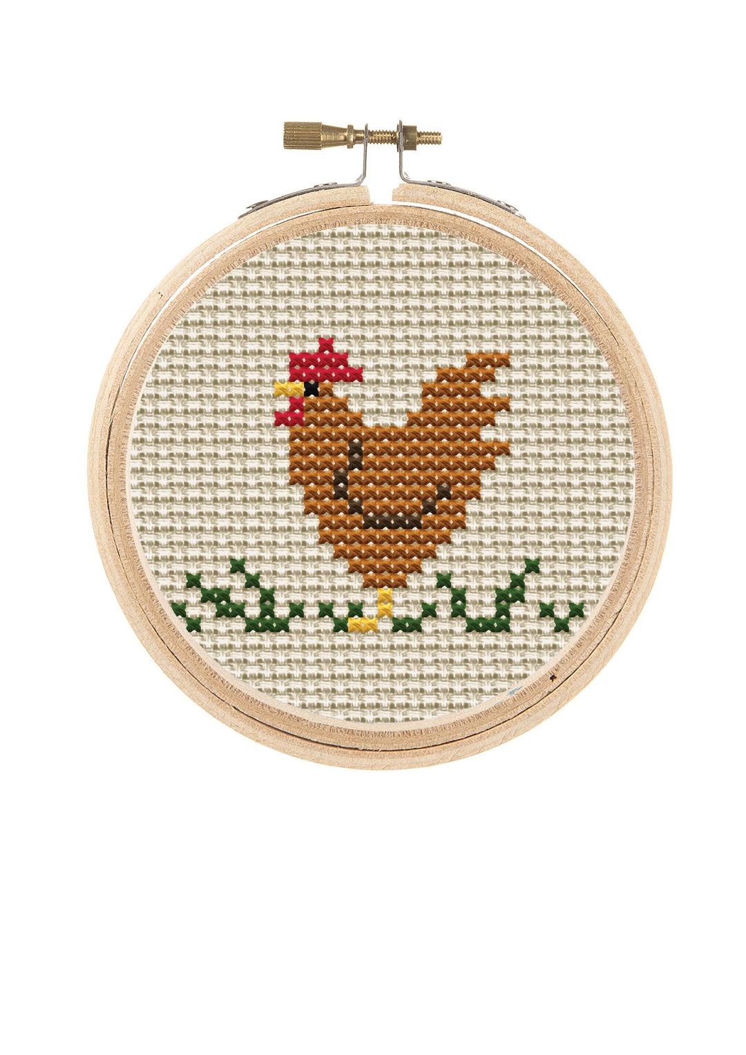 Little Brown Hen, Cross Stitch Chicken Pattern, Simple Stitching, Easy ...