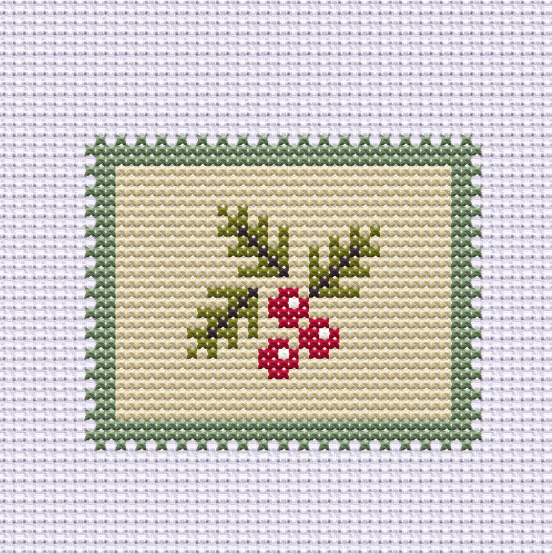 Holly Berry Pattern, Cross Stitch Stamp, Christmas Ornament, Simple ...