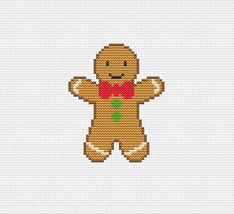 Gingerbread Man Cross Stitch Pattern PDF, Holiday Cookie Ornament ...