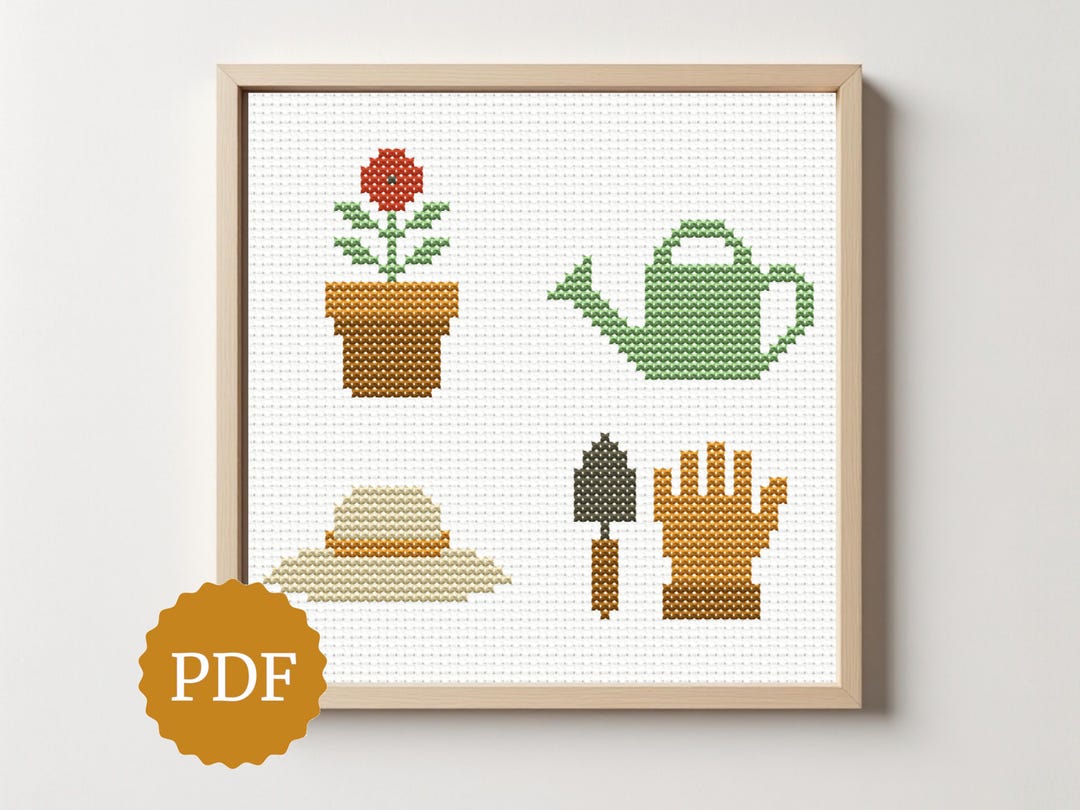 Gardening Cross Stitch Pattern, Garden Tools Embroidery Chart, DIY Gift ...