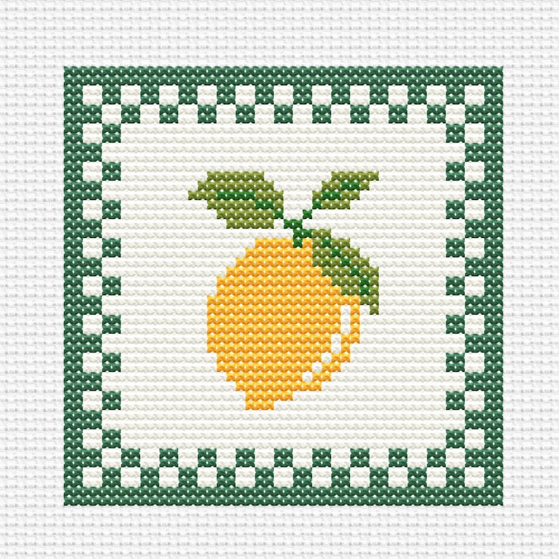 Rustic Lemon Cross Stitch Pattern, Country Kitchen Decor, Retro Citrus ...