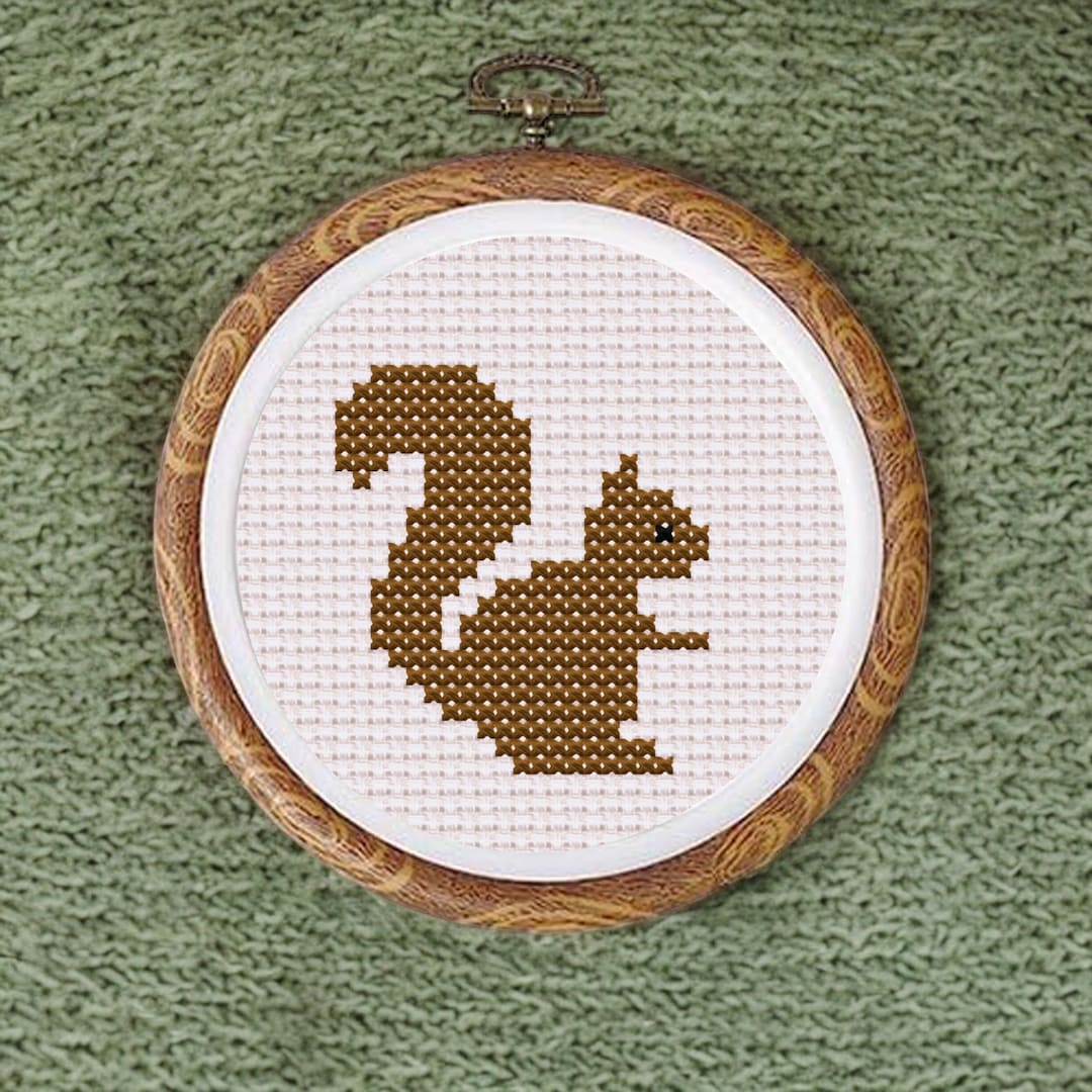Squirrel Counted Cross Stitch Pattern, Cute Woodland Animal Embroidery PDF, Instant Download ...