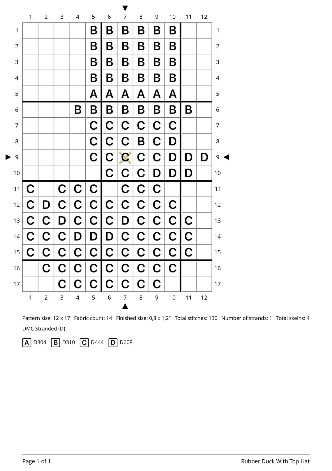 Fancy Rubber Duck With Top Hat, Cross Stitch Pattern, Simple X ...