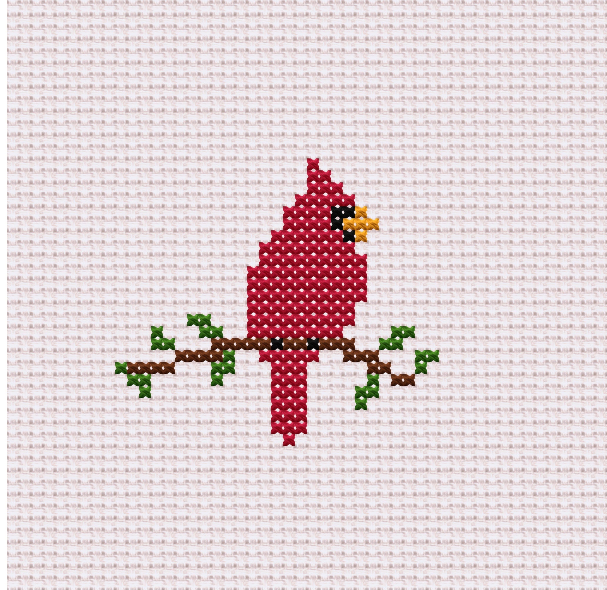 Little Cardinal in Dusty Rose Colour, Bird Sitting on Branch, Cross ...