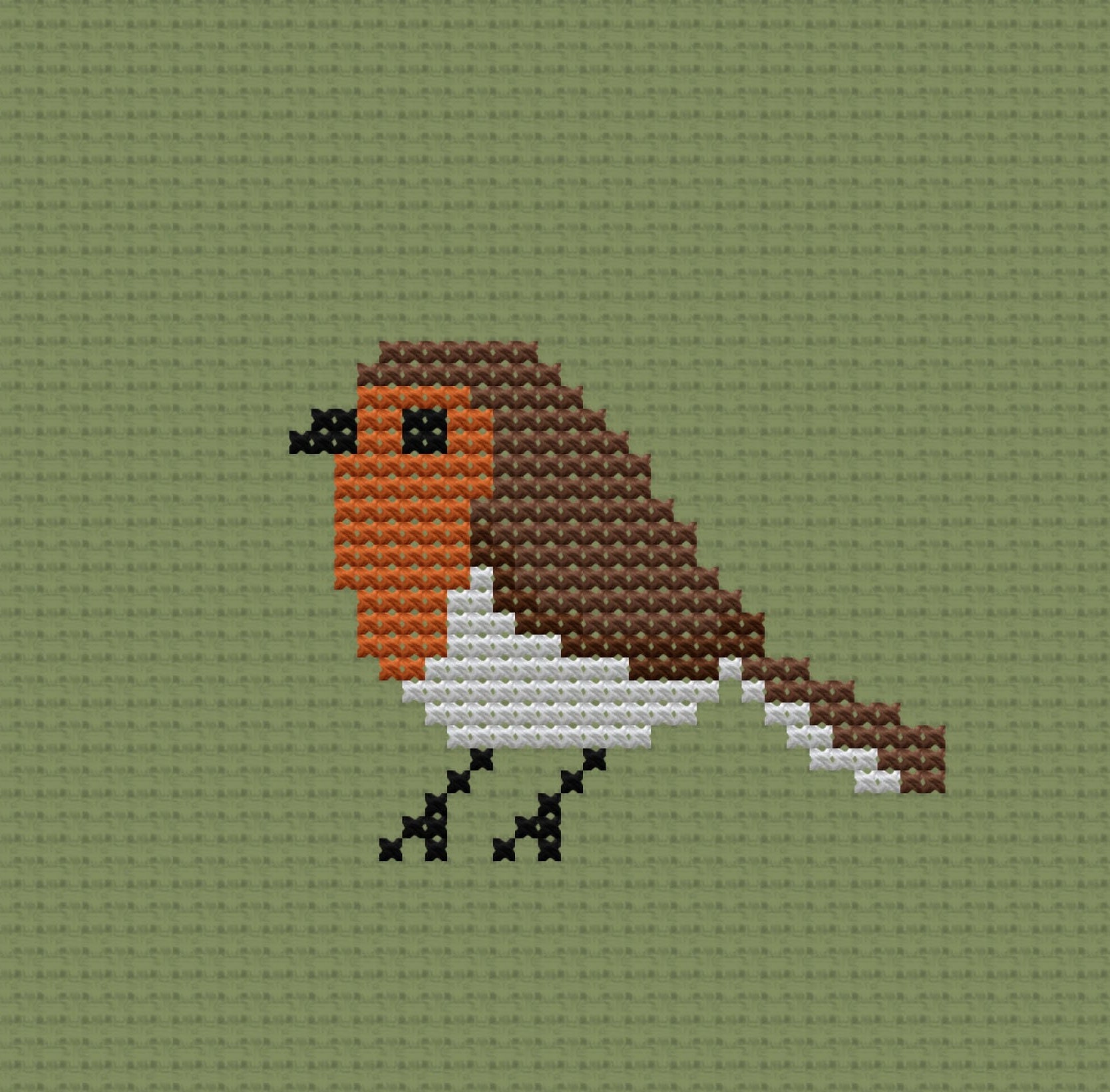 Robin Cross Stitch Pattern, Simple X Stitching, Tiny Cute Bird Motif ...