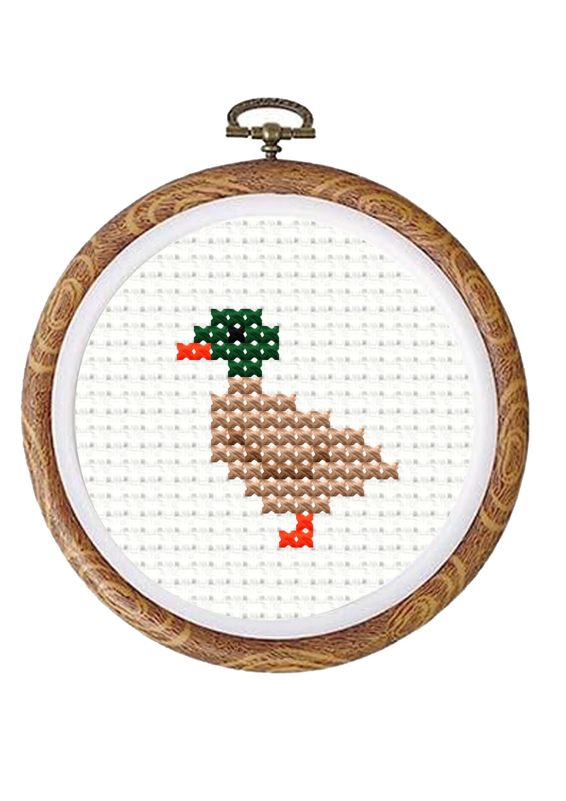 Green Head Duck Cross Stitch Pattern, Mini Mallard Motif, Embroidery ...