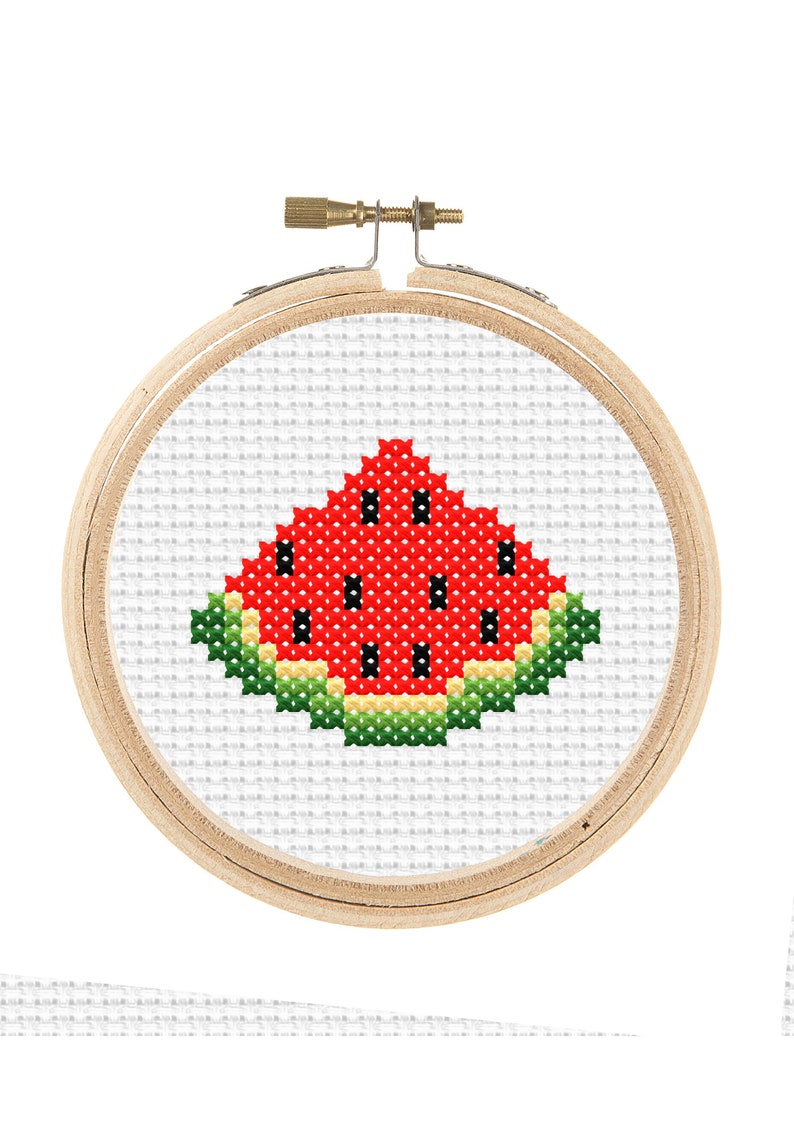 Watermelon Slice Cross Stitch Pattern, Easy for Beginners, Karpouzi ...