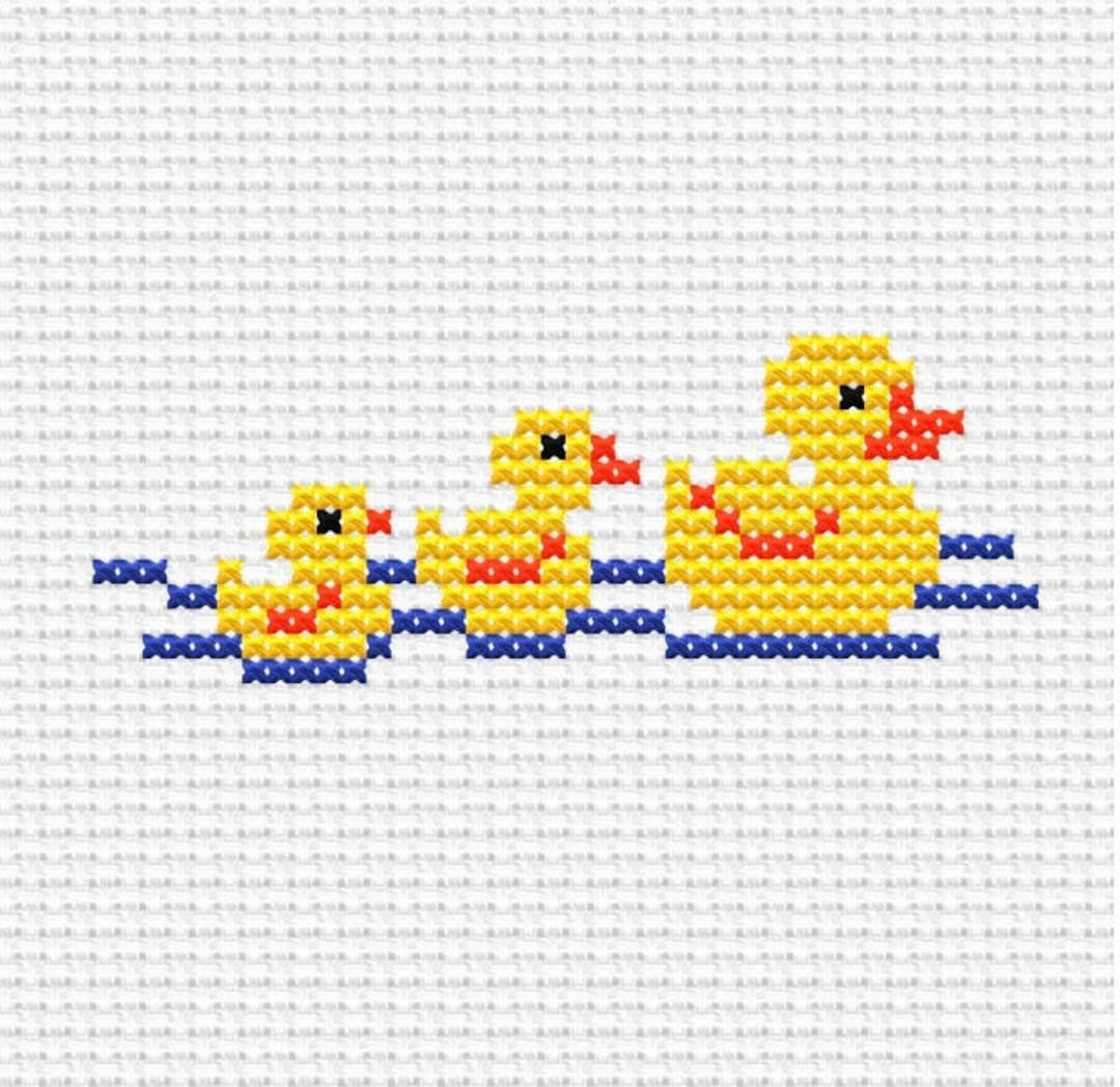 Cute Rubber Ducks, Cross Stitch Pattern, Simple X Stitching, Tiny Motif ...