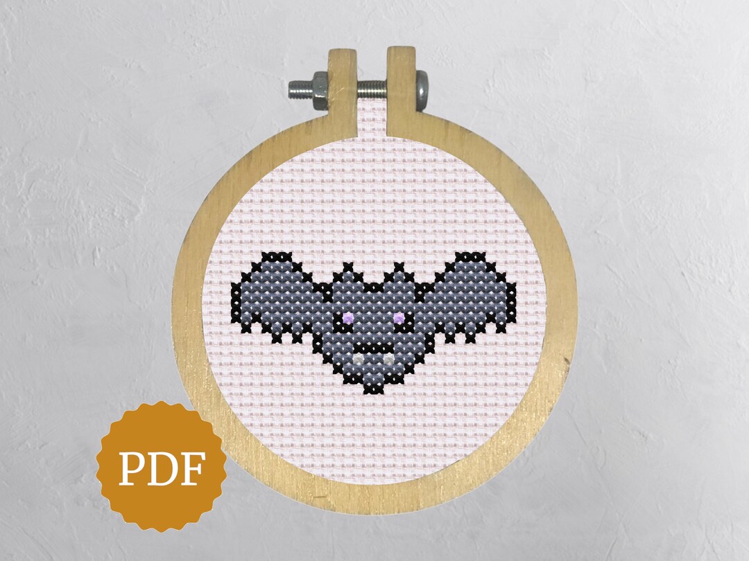 Cute Bat Cross Stitch Pattern, Simple X Stitching, Tiny Embroidery ...